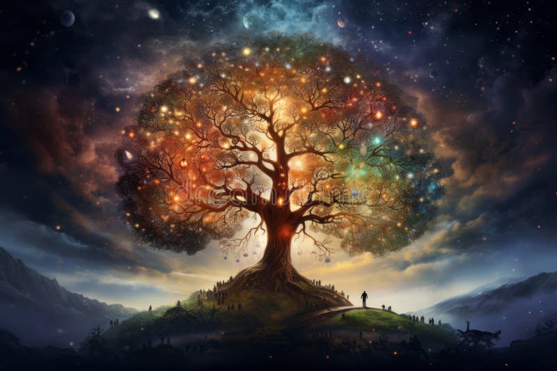 Cosmic Tree of Worlds. Beautiful Illustration Picture Stock ...