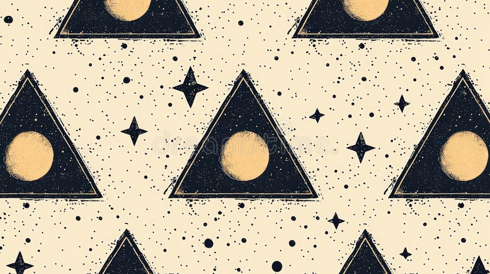 Cosmic Triangle Pattern with Stars and Circles on Light Background for ...