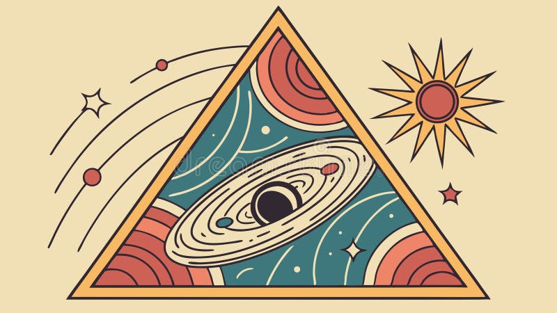 Cosmic Triangle Symbol with Planets and Stars, Vector Design Generative AI Stock Vector ...