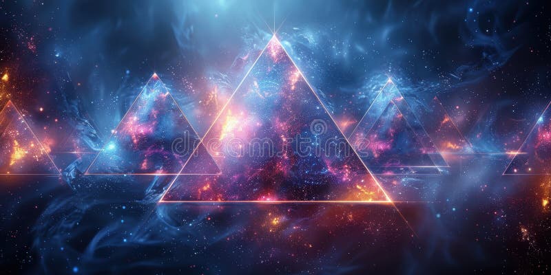 Cosmic Triangles. Created by Generative Artificial Intelligence Stock ...