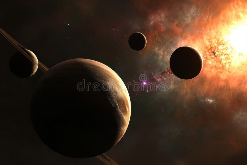 Cosmic View Distant Planets Bright Star Formations Deep Space Stock ...