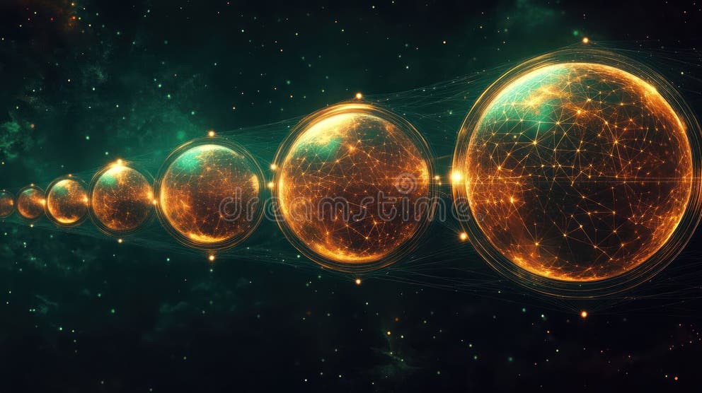 A Cosmic Visualization of Interconnected Spheres Representing Networks ...