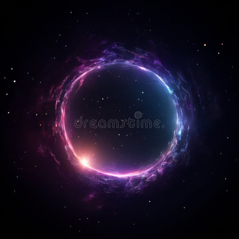 Cosmic Void with Glowing Ring of Light in Deep Space Stock Illustration ...