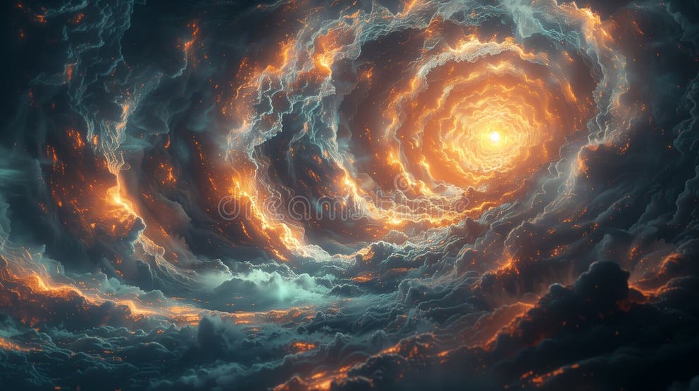 Cosmic Vortex with Fiery Core Stock Illustration - Illustration of ...