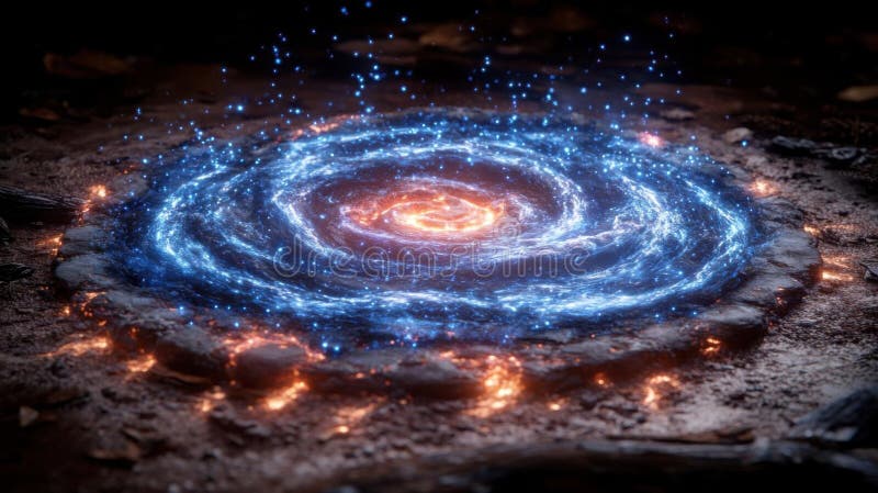 Cosmic Vortex of Fire and Light Stock Illustration - Illustration of ...