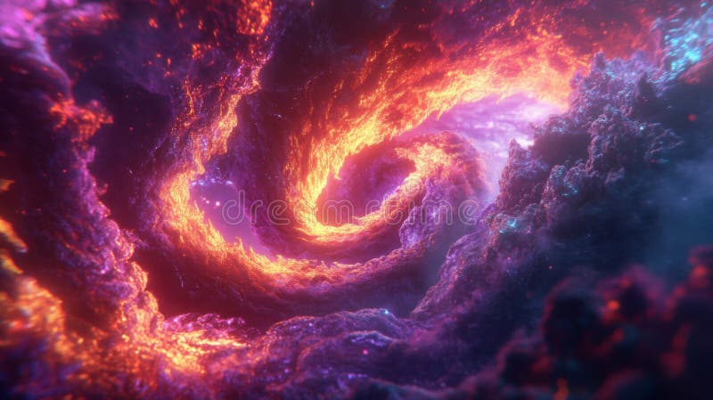 A Cosmic Vortex of Fire and Nebulae Stock Illustration - Illustration ...