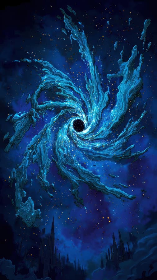 Cosmic Vortex with Surreal Architecture Viewed from an Otherworldly ...