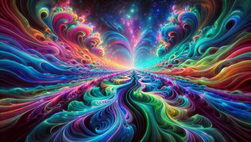 Cosmic Wave Fractal Art, Generative Ai Stock Illustration ...