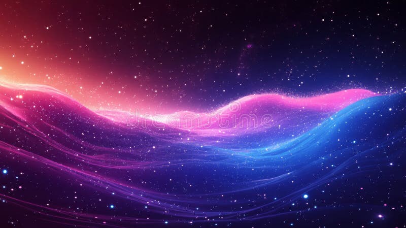 Cosmic Wave of Pink Purple and Blue Nebula Stock Illustration ...