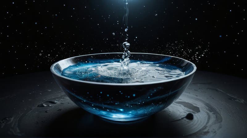 Cosmic Waves: a Bowl of Water Floating in the Abyss of Space Stock ...