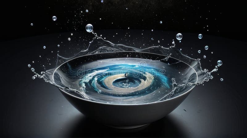 Cosmic Waves: a Bowl of Water Floating in the Abyss of Space Stock ...