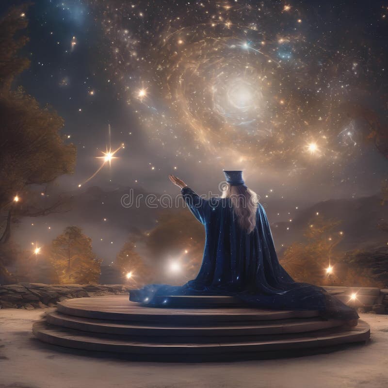 A Cosmic Wizard Casting Spells with Constellations1 Stock Illustration ...