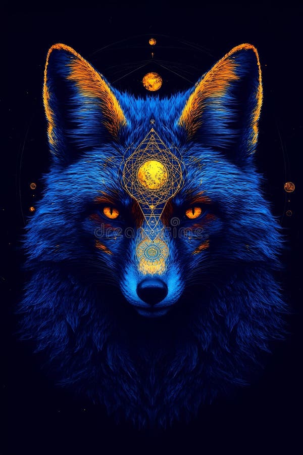 Cosmic Wolf Generative AI stock illustration. Illustration of stylized ...
