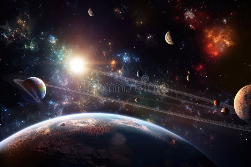 Cosmic Zoo, with View of Distant Solar System, Showcasing the Diversity ...