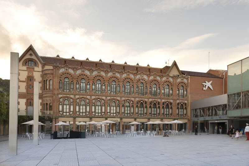 CosmoCaixa Science Museum in Barcelona, Spain at Sunset. Empty Copy ...