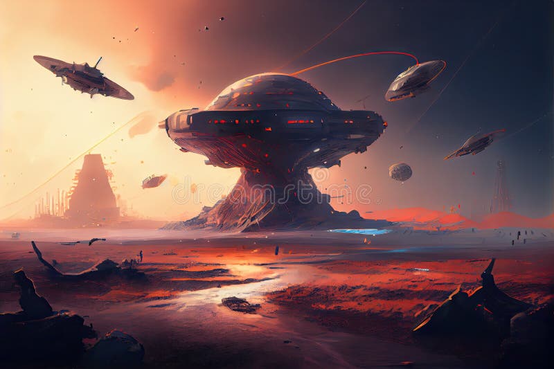 Cosmodrome Full of Ufo S and Alien Activity, with Ships Taking Off and ...