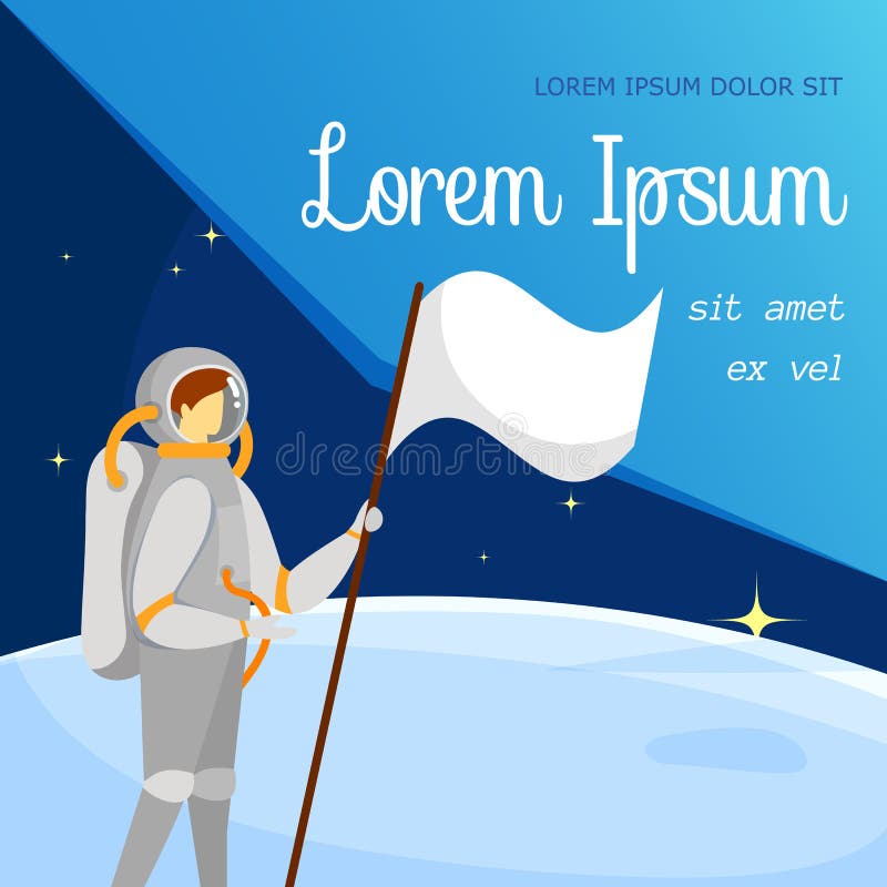 Cosmonaut Character with White Flag in Hand. Space Stock Vector ...