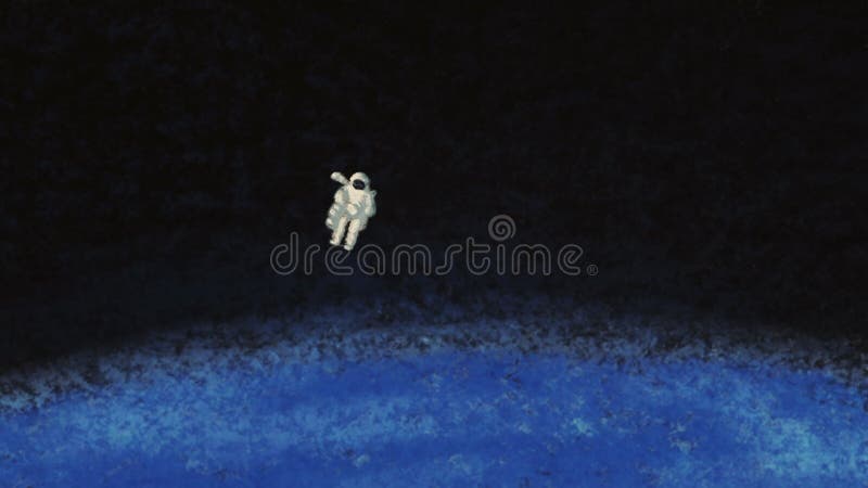 Cosmonaut Lost in Open Space. Astronaut Floating Away Ini Dark Cold ...