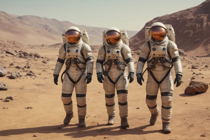 Cosmonauts Explore Planet in Space Suit Stock Illustration ...