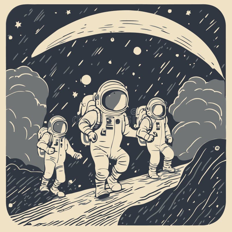 Cosmonauts on a Foreign Planet Stock Vector - Illustration of cosmos ...