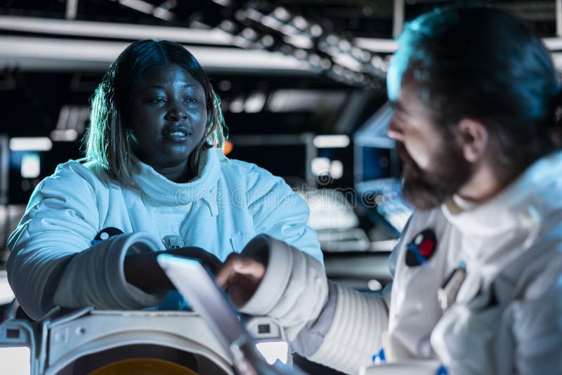 Cosmonauts Preparing for Planetary Mission Outside, Gathering Samples ...