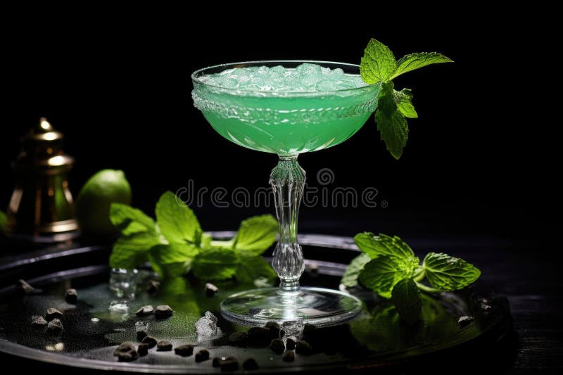 Cosmopolitan Cocktail with Crushed Mint Leaves on Top Stock ...