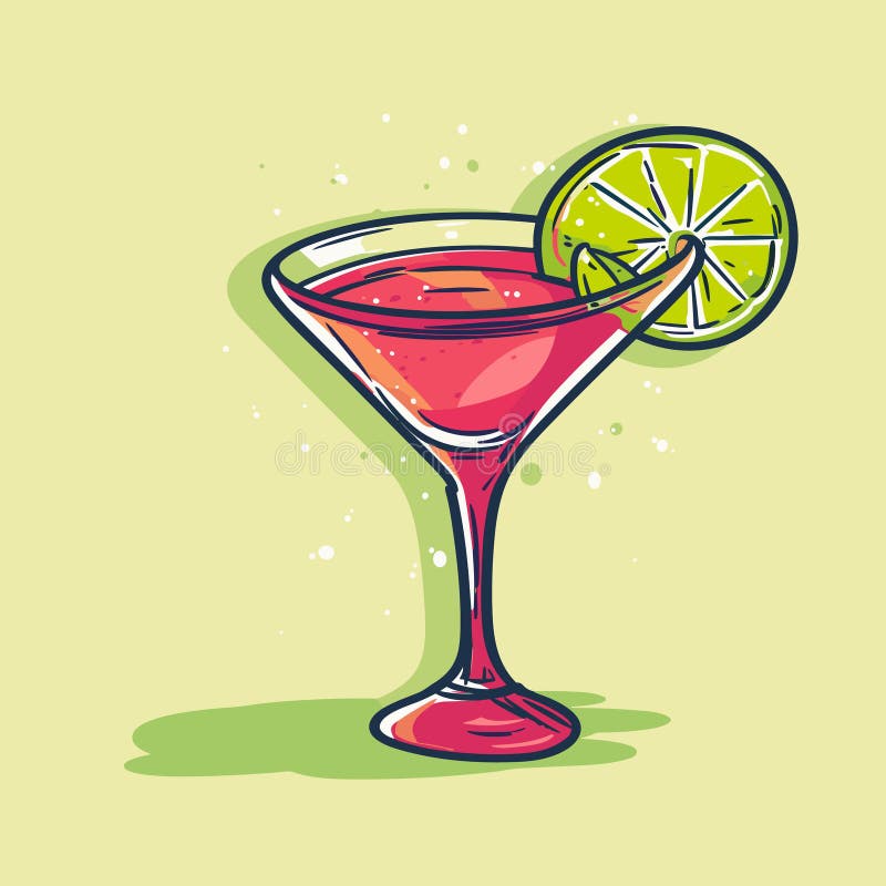 Cosmopolitan Cocktail Hand-drawn Comic Illustration. Cosmopolitan ...