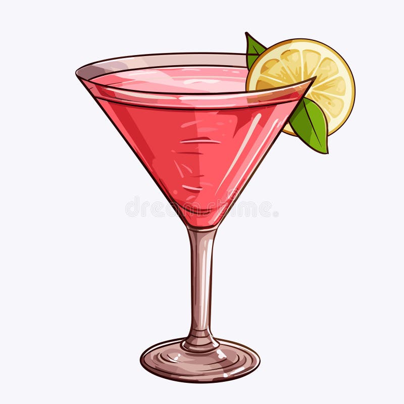 Cosmopolitan Cocktail Hand-drawn Comic Illustration. Cosmopolitan ...