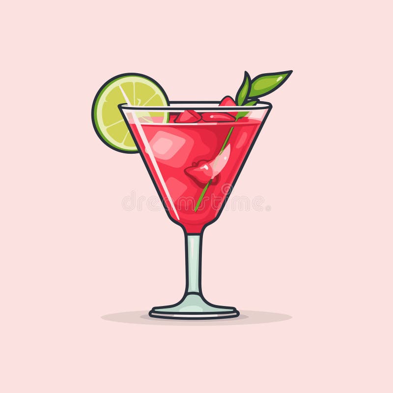 Cosmopolitan Cocktail Hand-drawn Comic Illustration. Cosmopolitan ...