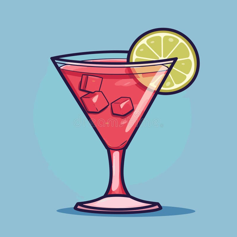 Cosmopolitan Cocktail Hand-drawn Comic Illustration. Cosmopolitan ...