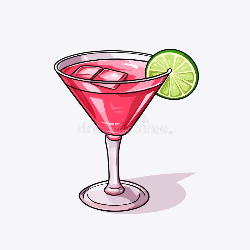 Cosmopolitan Cocktail Hand-drawn Comic Illustration. Cosmopolitan ...