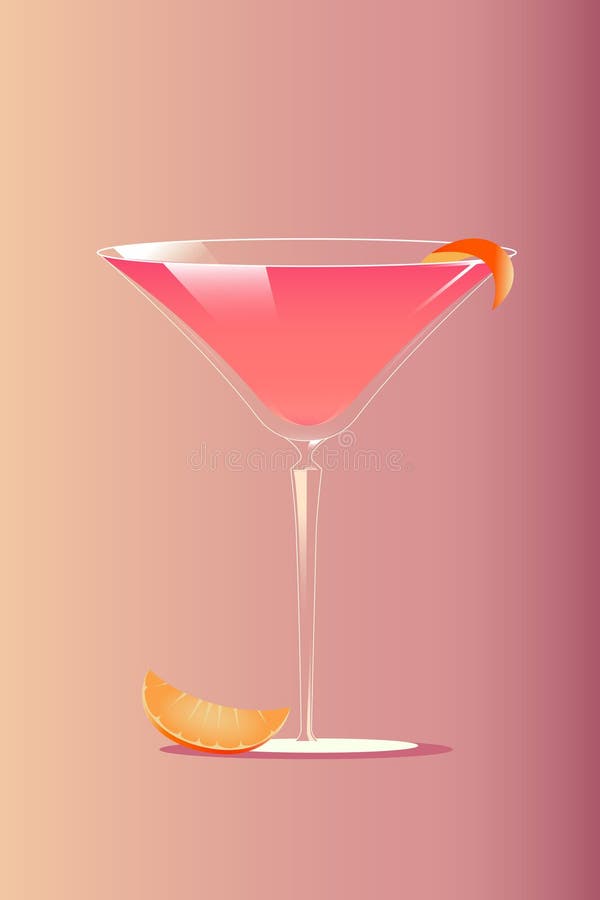 Cosmopolitan Cocktail with Orange Slices Against Pink Gradient ...