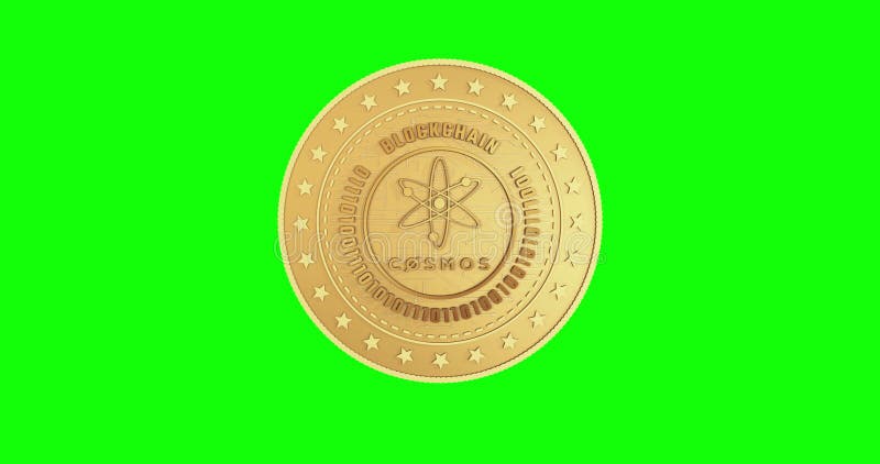 Cosmos ATOM Cryptocurrency Golden Coin Loop on Digital Screen Stock ...