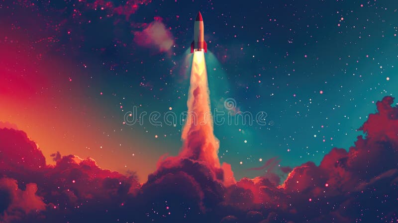 Cosmos Calling: Space Rocket in Motion. Stock Illustration ...