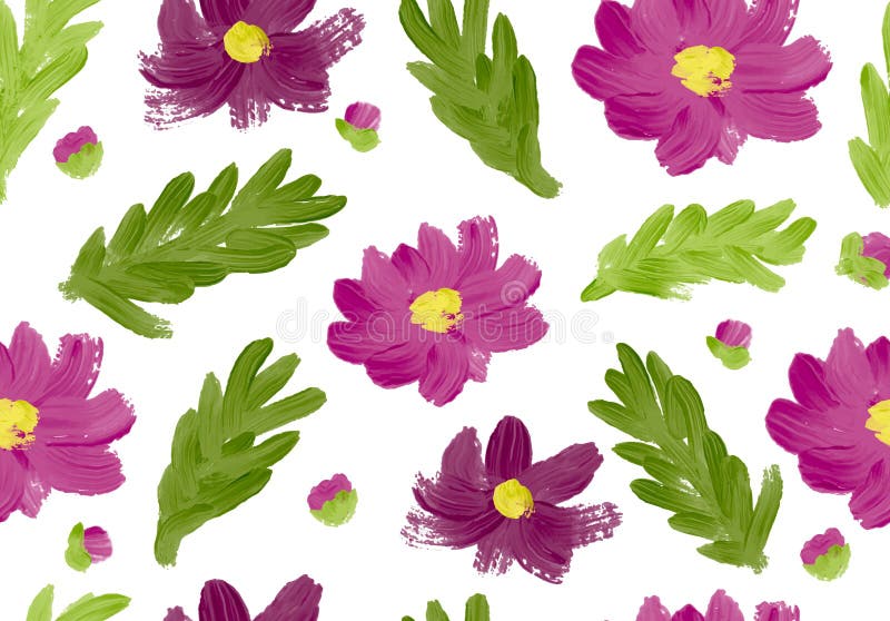 Cosmos Flower Seamless Pattern Stock Vector - Illustration of nature ...