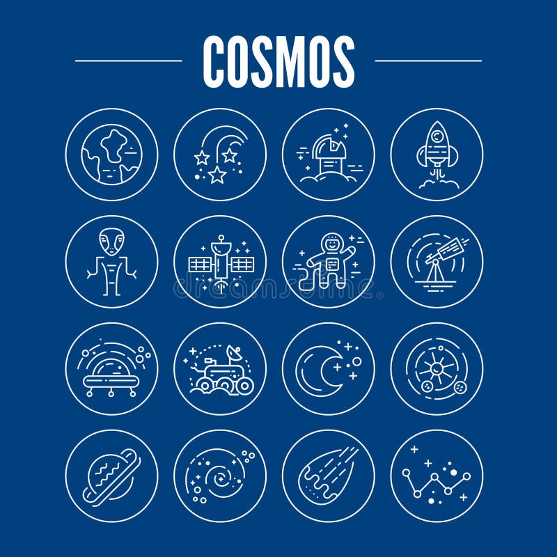 Cosmos Icons Set stock vector. Illustration of jupiter - 88003883