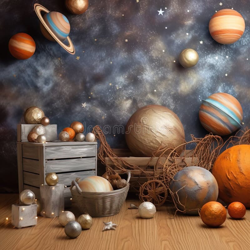 Cosmos Magic Sky and Planets Pattern with Stars Smash Cake Backdrop ...