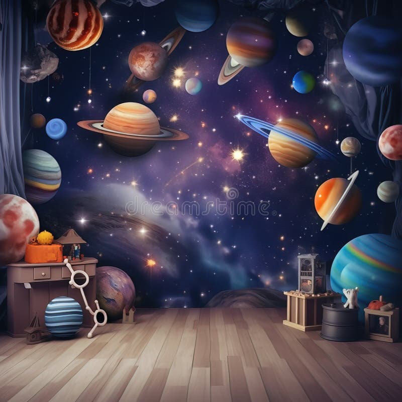 Cosmos Magic Sky and Planets Pattern with Stars Smash Cake Backdrop ...