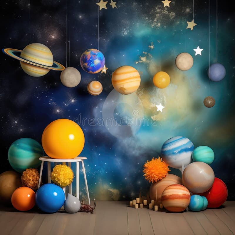 Cosmos Magic Sky and Planets Pattern with Stars Smash Cake Backdrop ...