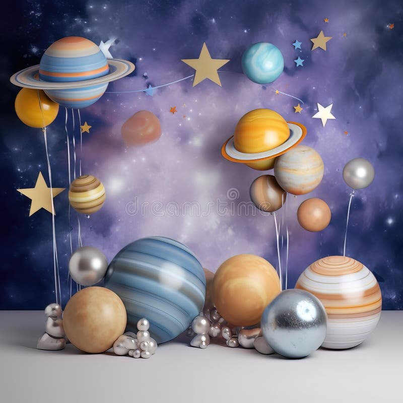 Cosmos Magic Sky and Planets Pattern with Stars Smash Cake Backdrop ...