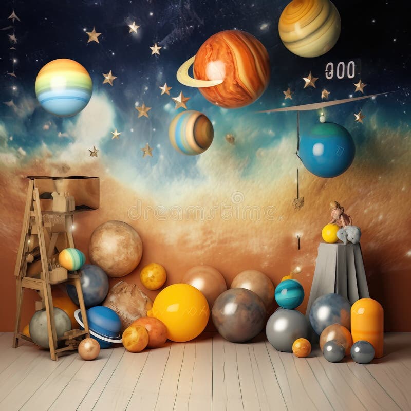 Cosmos Magic Sky and Planets Pattern with Stars Smash Cake Backdrop ...