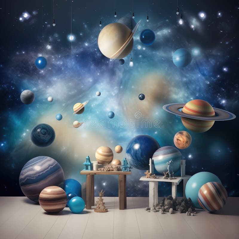 Cosmos Magic Sky and Planets Pattern with Stars Smash Cake Backdrop ...