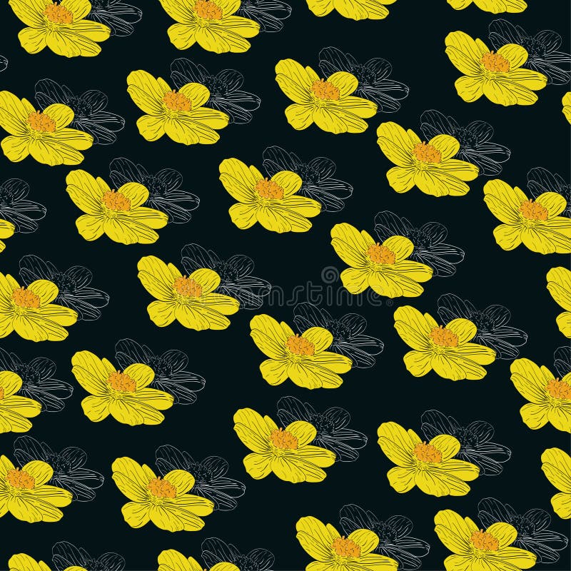 Cosmos Simple Flower Pattern Stock Vector - Illustration of blossom ...