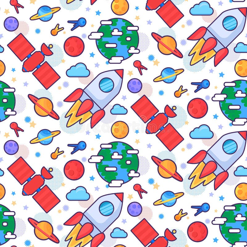 In Cosmos Space Flying Rocket Spacecraft Vector Stock Vector ...