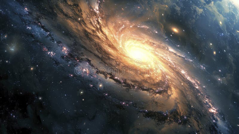 Cosmos, Space and Spiral Universe on Black Background with Light ...