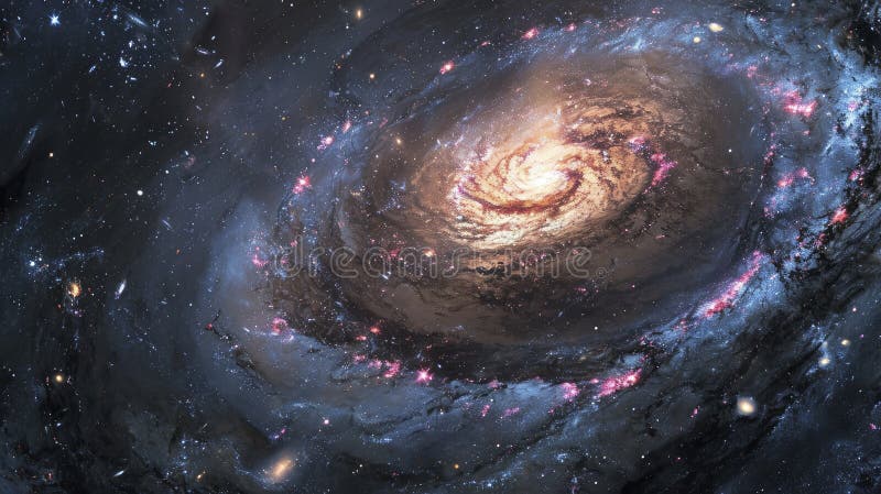 Cosmos, Space and Spiral Universe on Black Background with Light ...