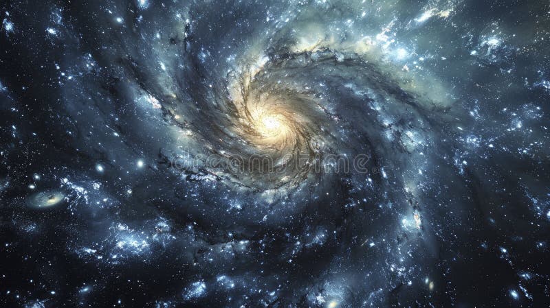 Cosmos, Space and Spiral Universe on Black Background with Light ...