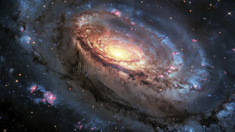 Cosmos, Space and Spiral Universe on Black Background with Light ...
