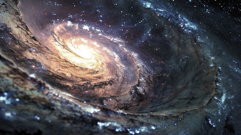 Cosmos, Space and Spiral Universe on Black Background with Light ...