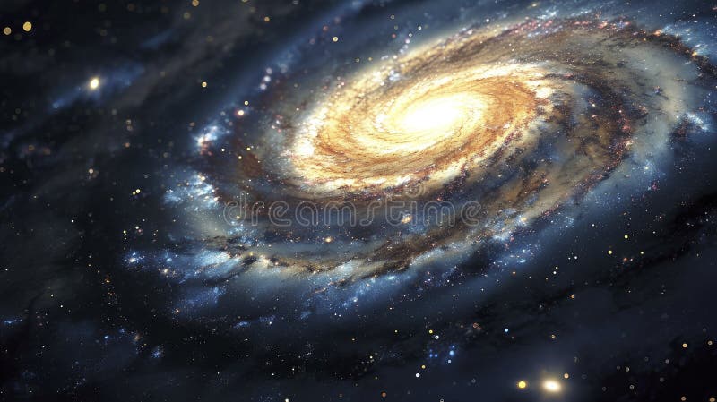 Cosmos, Space and Spiral Universe on Black Background with Light ...